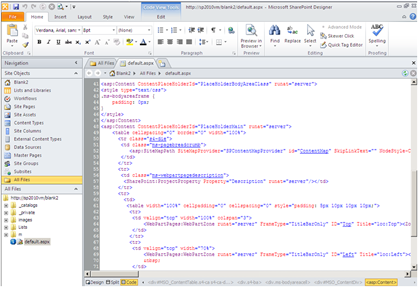 SharePoint Designer 2010 Edit in Advanced Mode